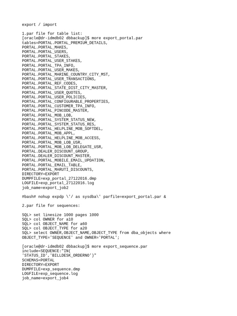 Knowledge Base Expdp Impdp | PDF