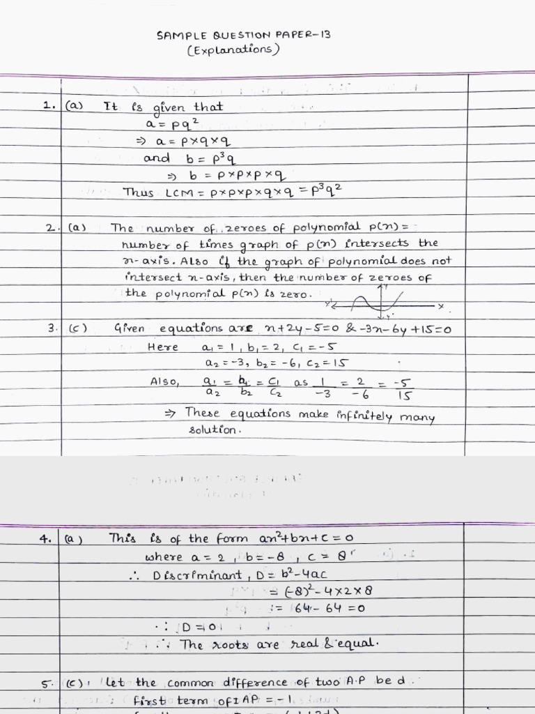 #Sample Question Paper 13 (Explanation) | PDF