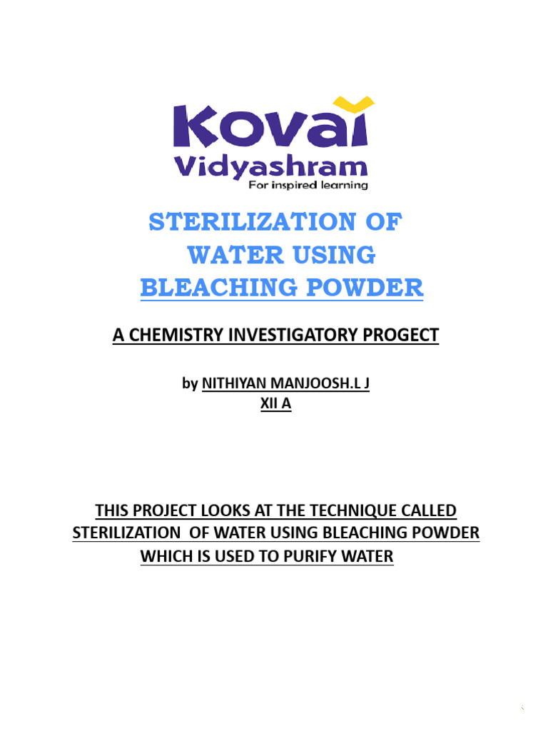 CHEM-PROJECT comp (1) | PDF | Water Purification | Bleach