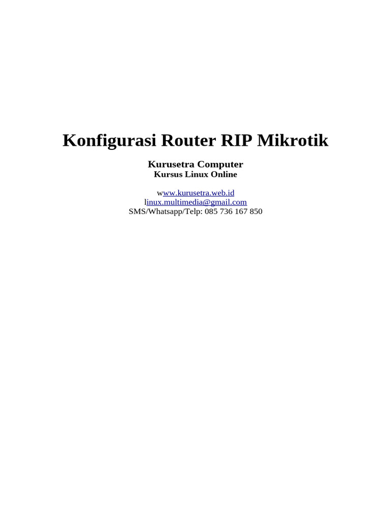 Konfigurasi RIP Mikrotik Lengkap | PDF