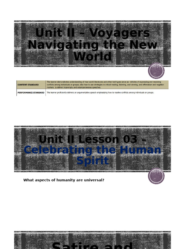 GR10 ENG Unit II Lesson 03 Celebrating The Human Spirit | PDF ...