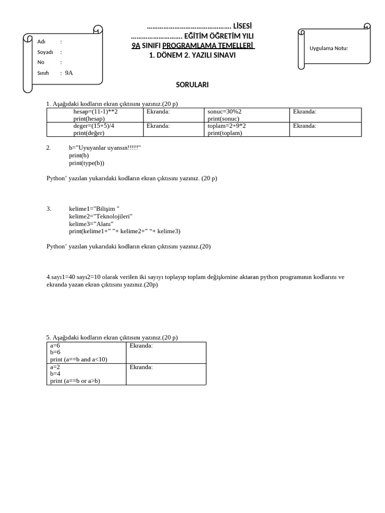 Programlama 1d2y | PDF