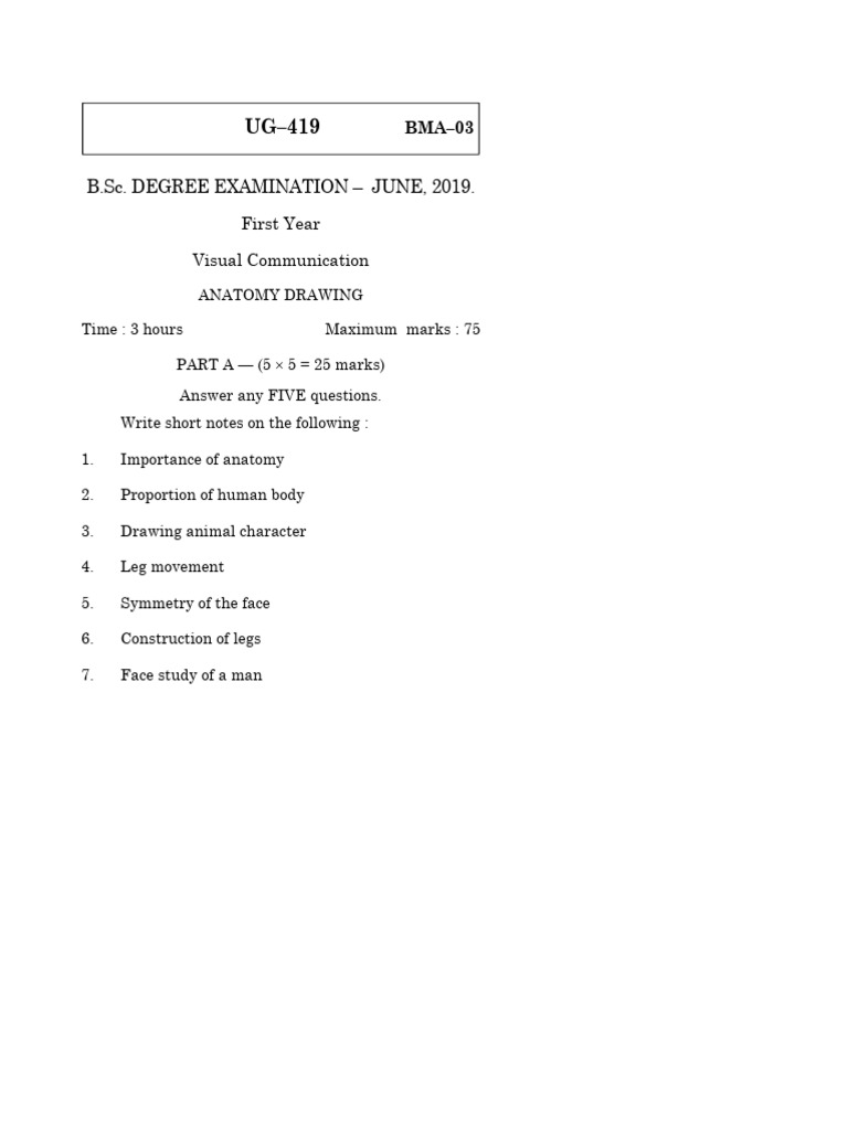 BSC 1 Year VC Anatomy Drawing Ug 419 Jun 2019 | PDF