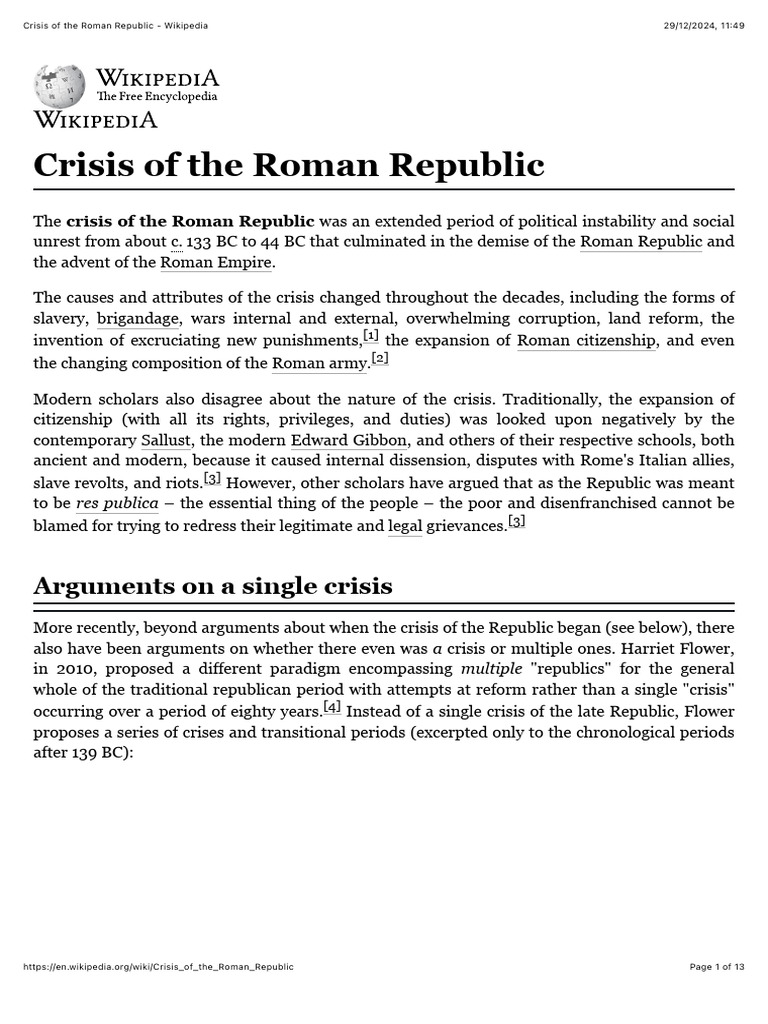 Crisis of The Roman Republic | PDF | Roman Republic | Augustus