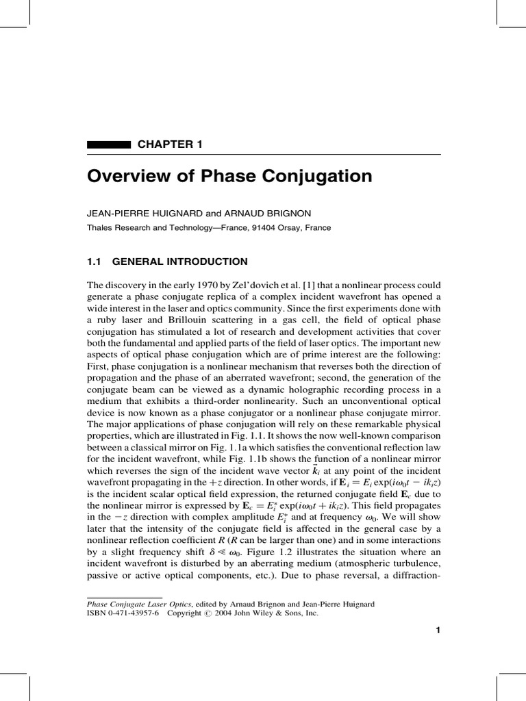 Overview of Phase Conjugation | PDF | Nonlinear Optics | Holography
