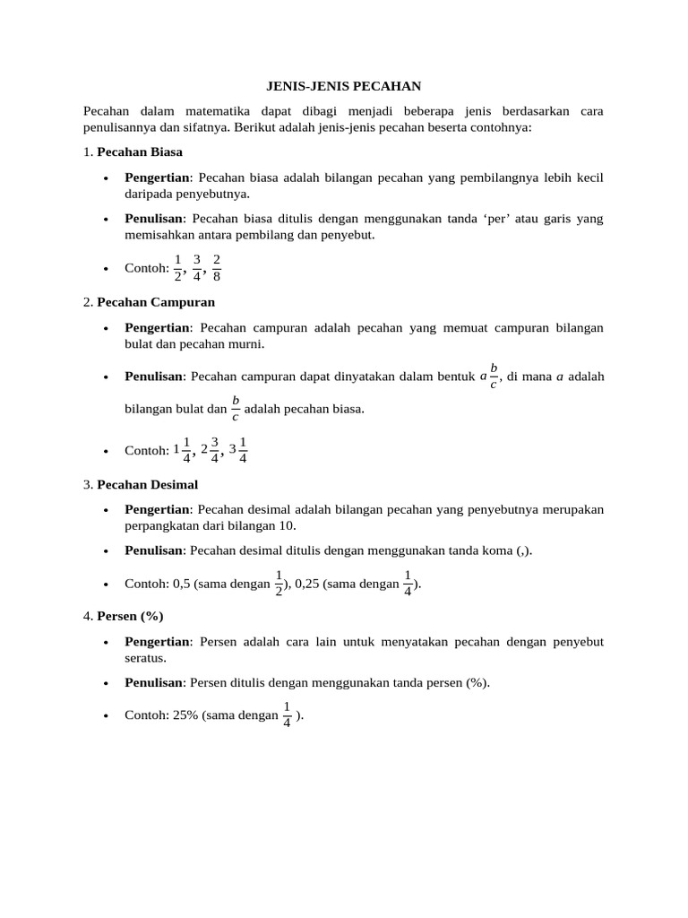 Jenis Pecahan | PDF