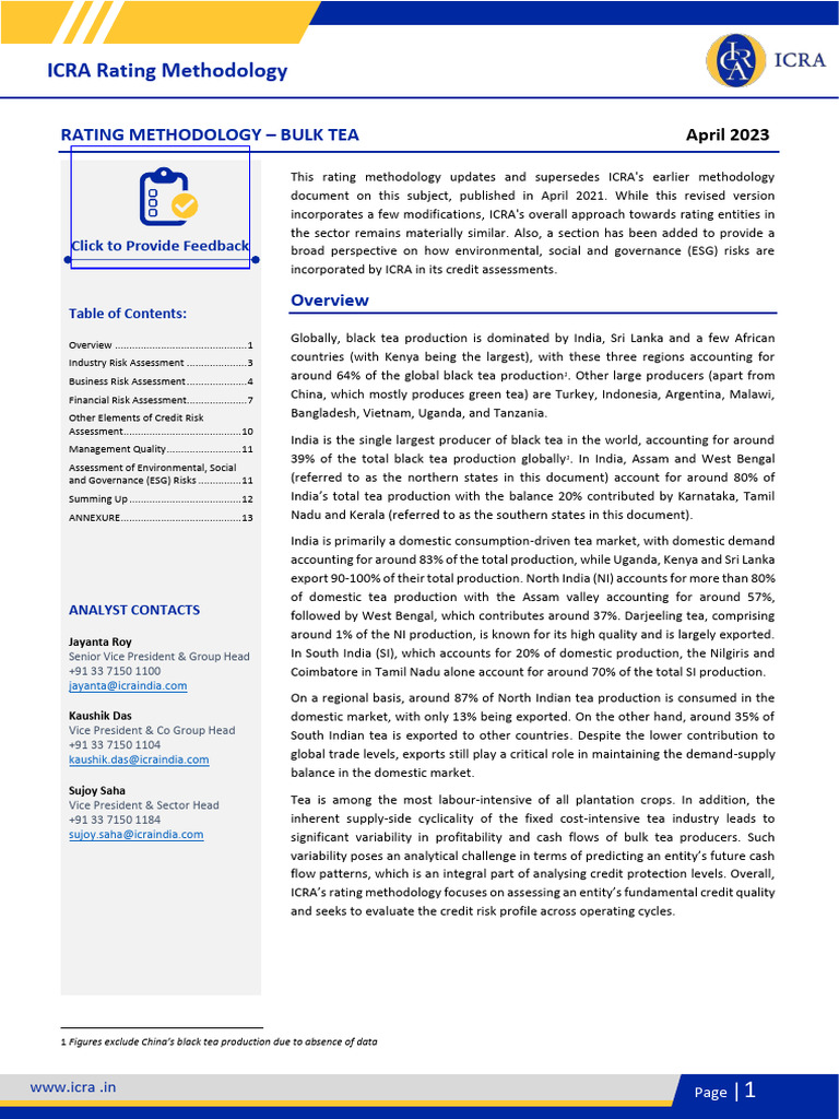 Bulk Tea, Rating Methodology, Apr 2023 (1) | PDF | Leverage (Finance ...