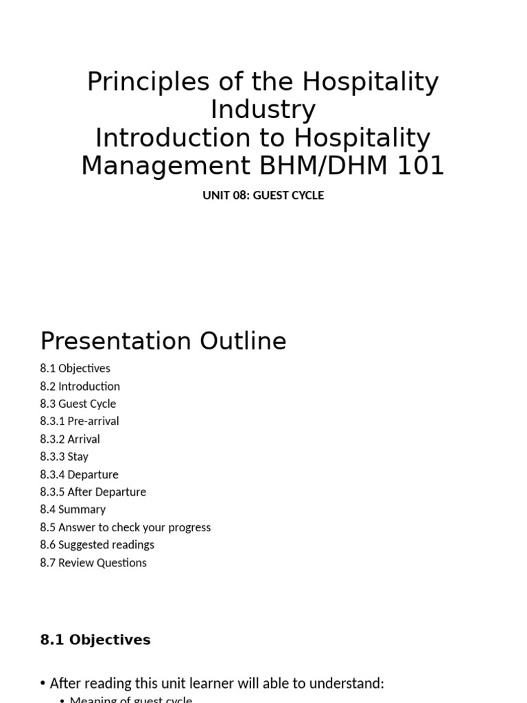 Hospitality Guest Cycle Guide | PDF