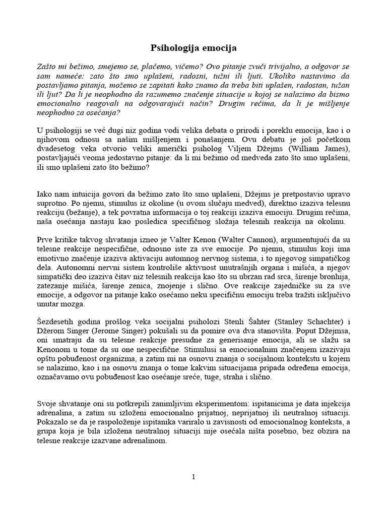 Psihologija Emocija | PDF