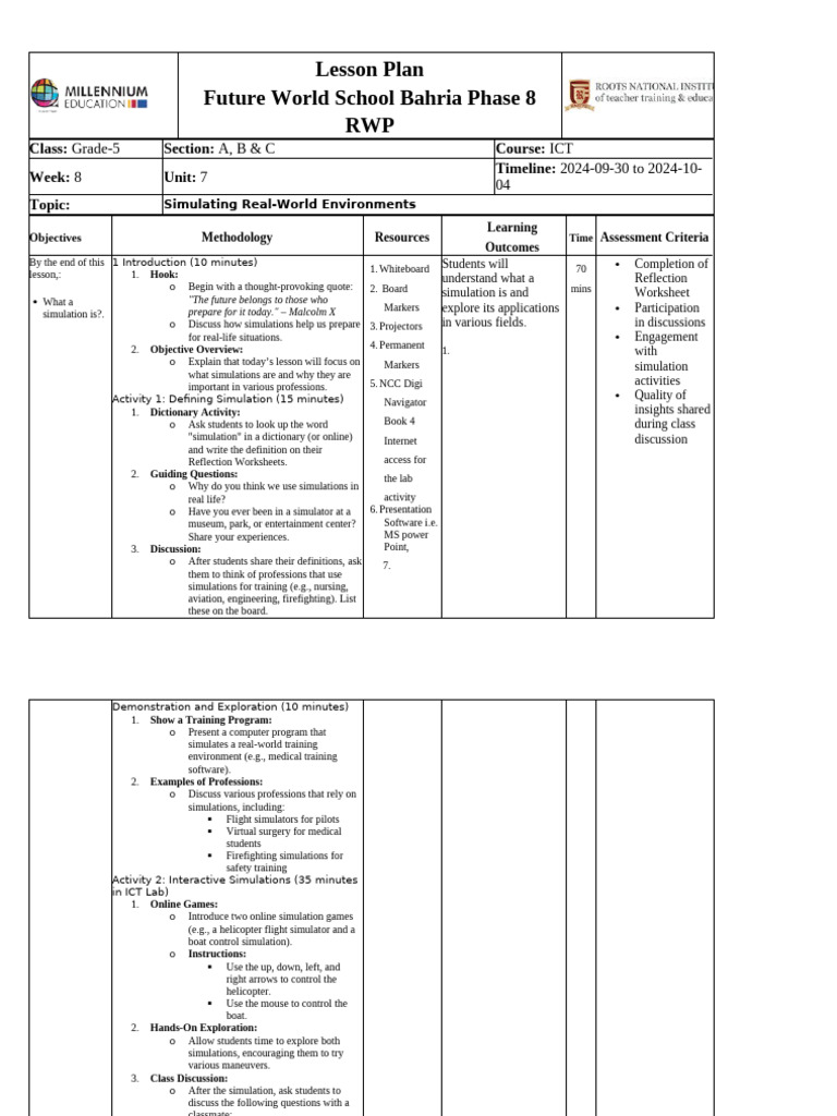 Lesson Plan5 - Grade 5 (Week 6 30Spet 2024 to 04oct2024 Lesson 8 ...