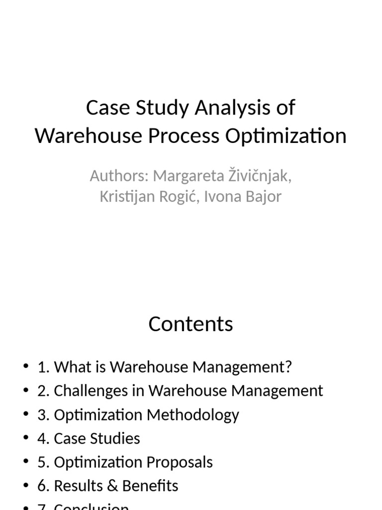 Warehouse Optimization Presentation | PDF | Warehouse | Program ...