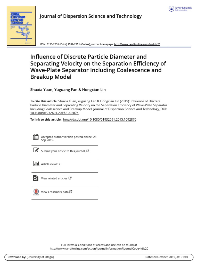 Influence of Discrete Particle Diameter and Separating Velocity On The Separation Efficiency of ...