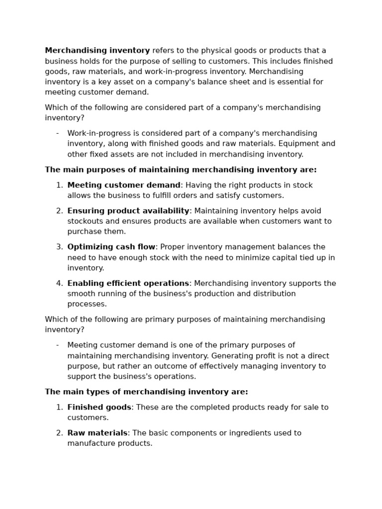 Merchandising Inventory Reviewer | PDF | Inventory | Cost Of Goods Sold