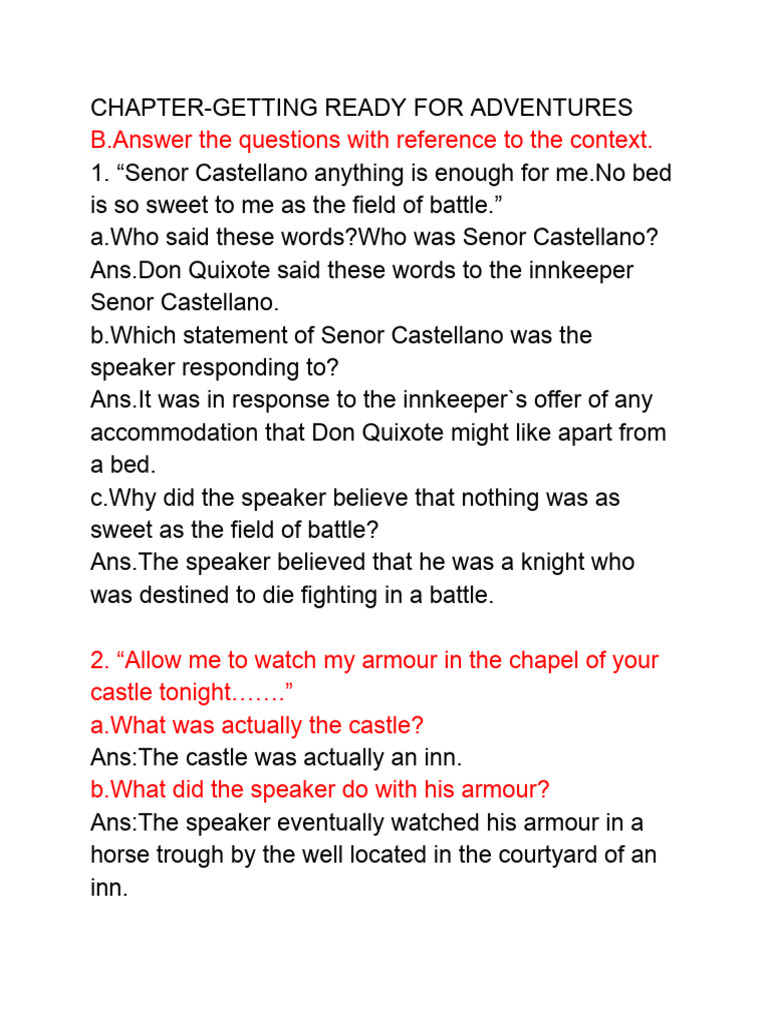 Chapter-Getting Ready For Adventures | PDF | Don Quixote | Knight