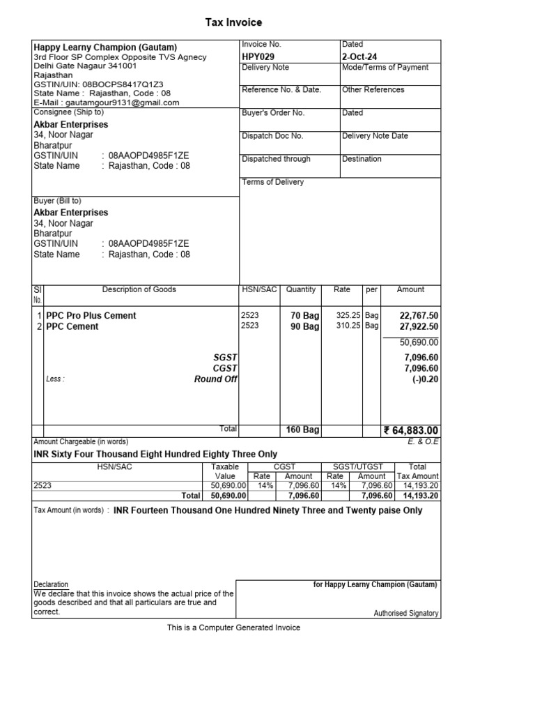Akarbar Enterprises Sales Invoice | PDF | Invoice | Economies