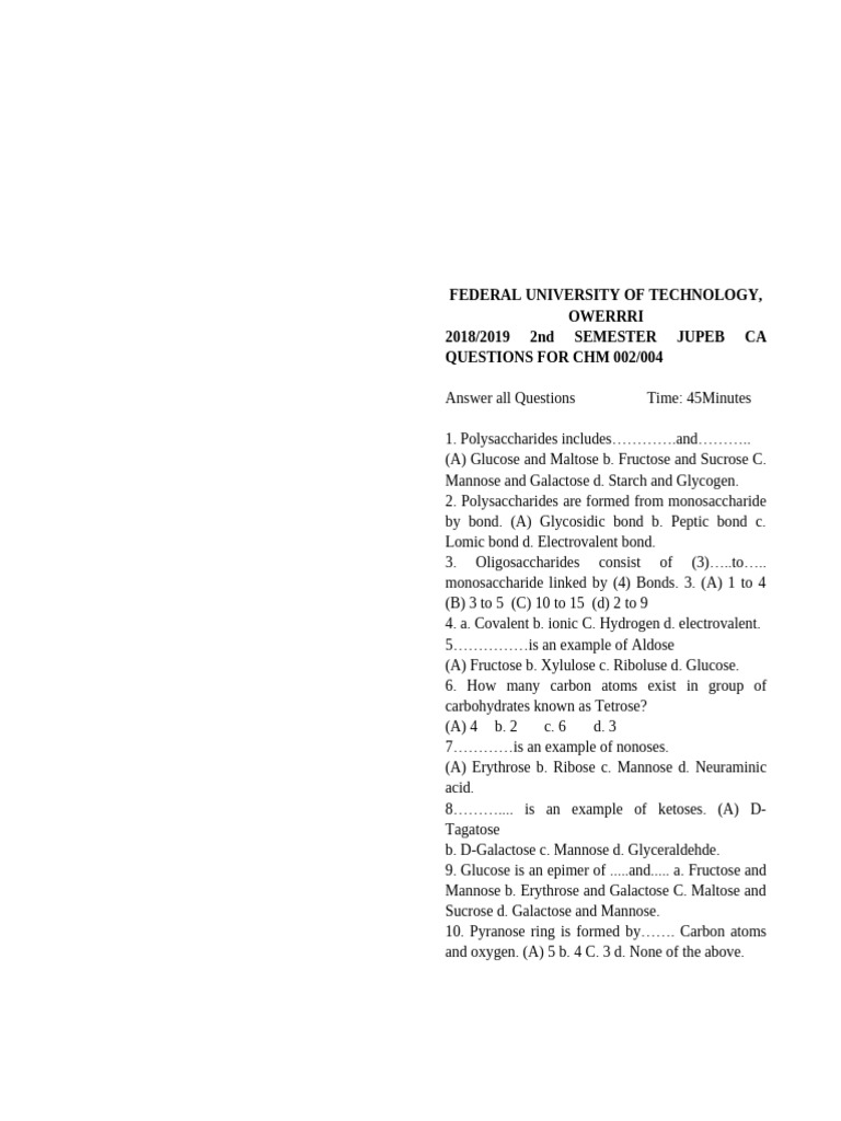 Futo Jupeb Second Semester Exam | PDF | Electronvolt | Electron