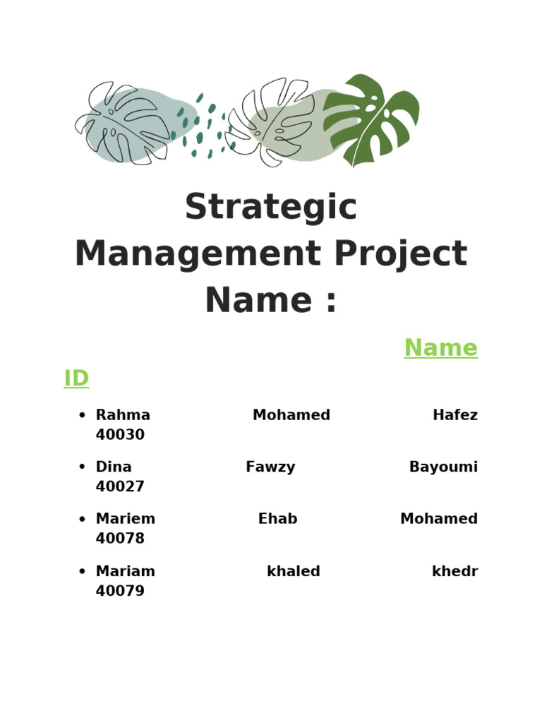 Strategic Management Project Name | PDF