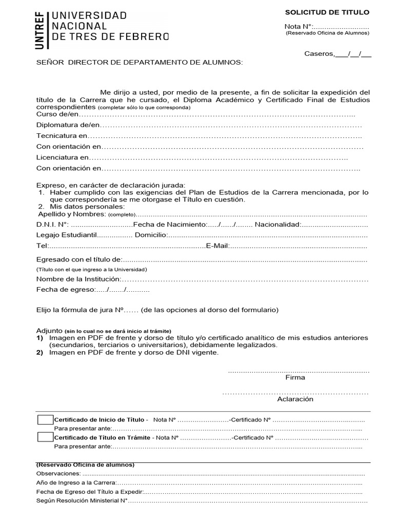 Solicitud de Titulo | PDF