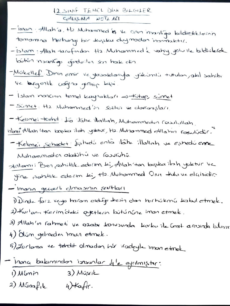 Temel Dini Bilgiler Ders Notları | PDF