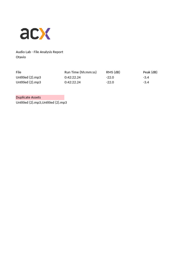 Audio Lab File Analysis | PDF