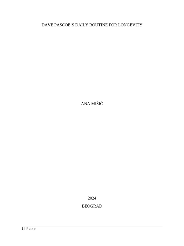 Dave Pascoe's Daily Routine For Longevity | PDF | Antioxidant | Dietary ...