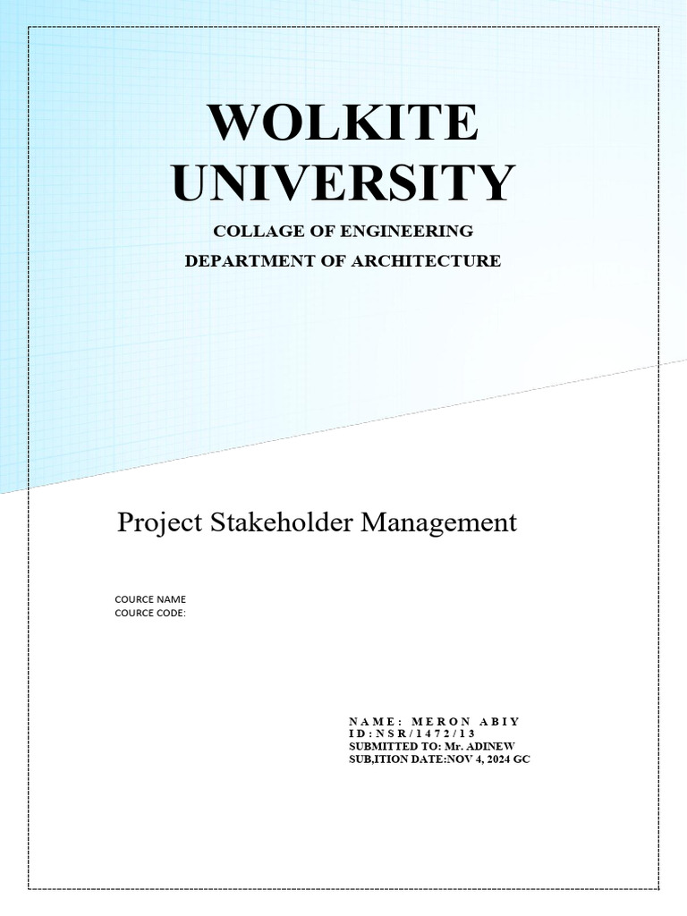 Project Stakeholder Management - Docx MERON ABIY | PDF | Mediation ...