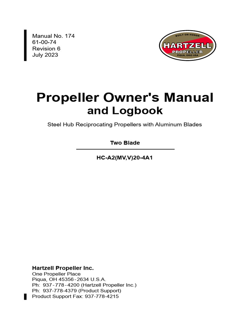 Propeller Owner's Manual: and Logbook | PDF | Aviation | Mechanical ...