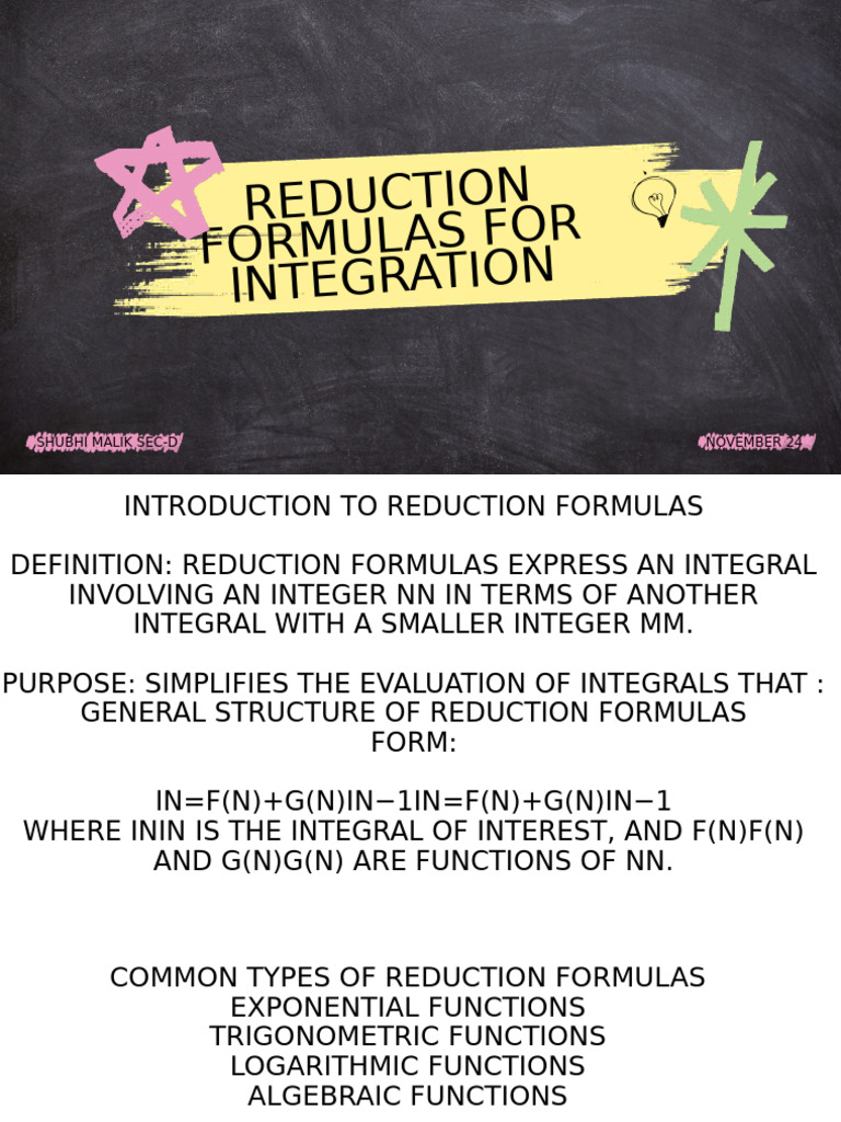 Reduction Formulas For Integration | PDF