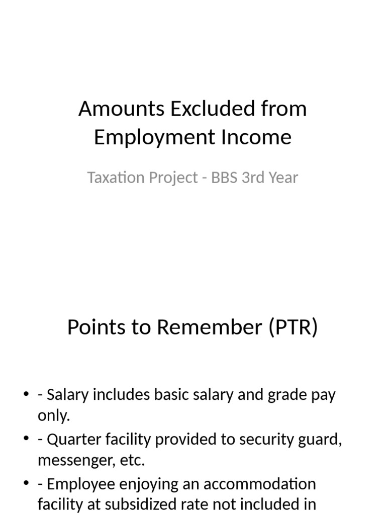 Employment Income Exclusions | PDF