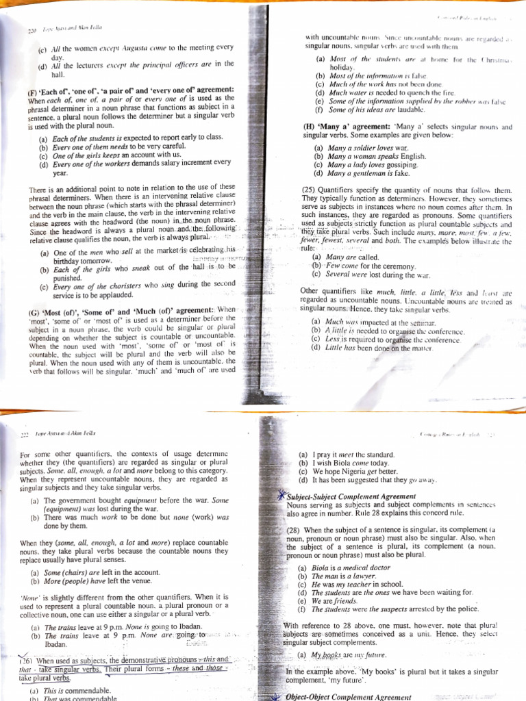 GST 111 Note On Concord | PDF | Grammatical Number | Plural