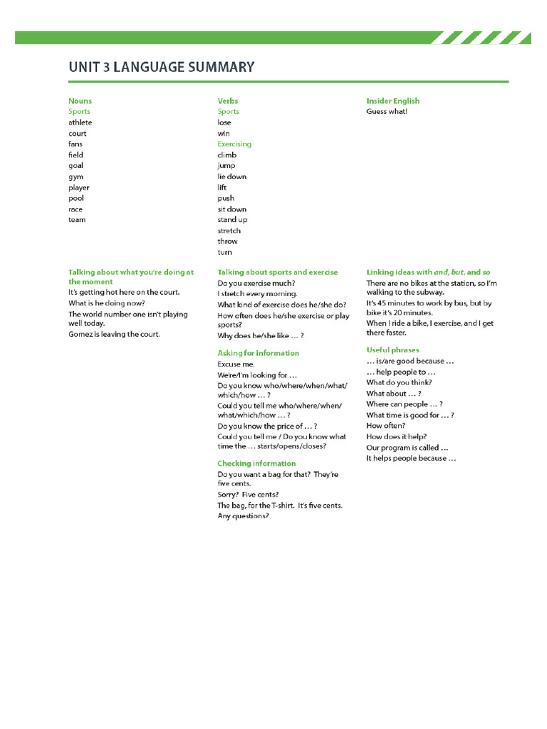 UNIT 3 - Let's Move | PDF