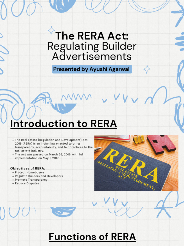 Presentation On RERA Act, 2016 | PDF