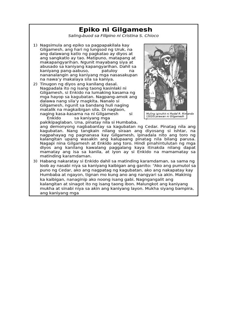Halimbawa Ng Epiko At Ang Buod Nito Mga Halimbawa NG Epiko | PDF