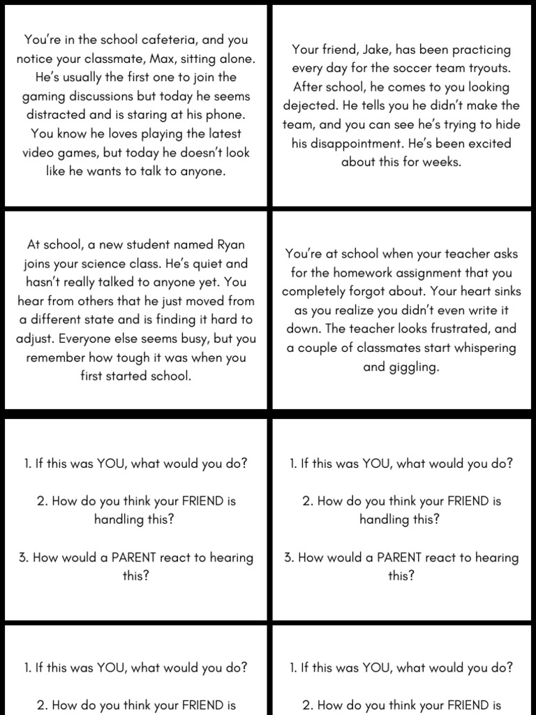 FREESocialScenariosPerspectiveTakingPrintableCards 1 | PDF