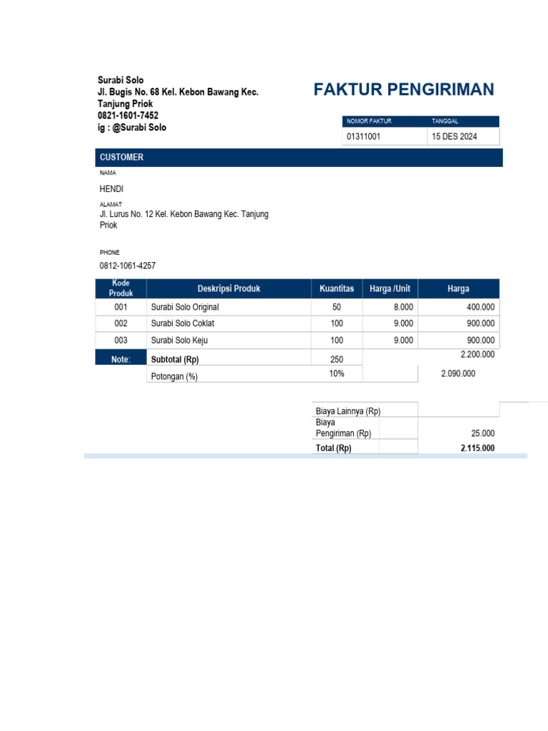 Faktur Pengiriman | PDF