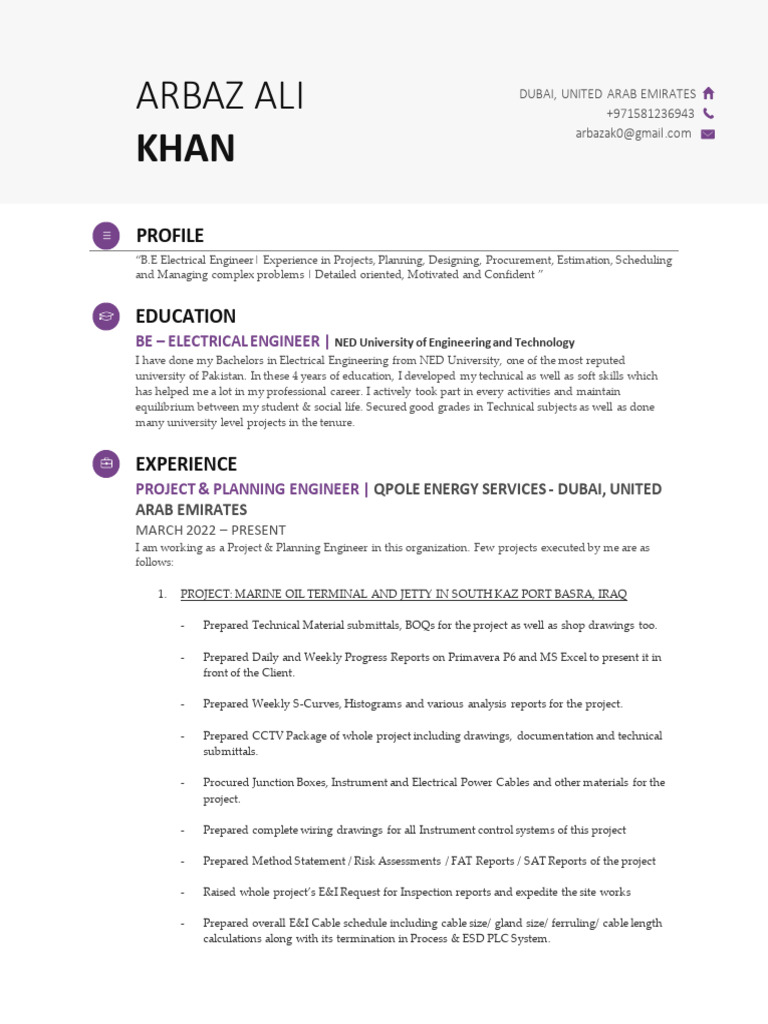 CV - ARBAZ ALI KHAN | PDF | Electric Power | Electricity