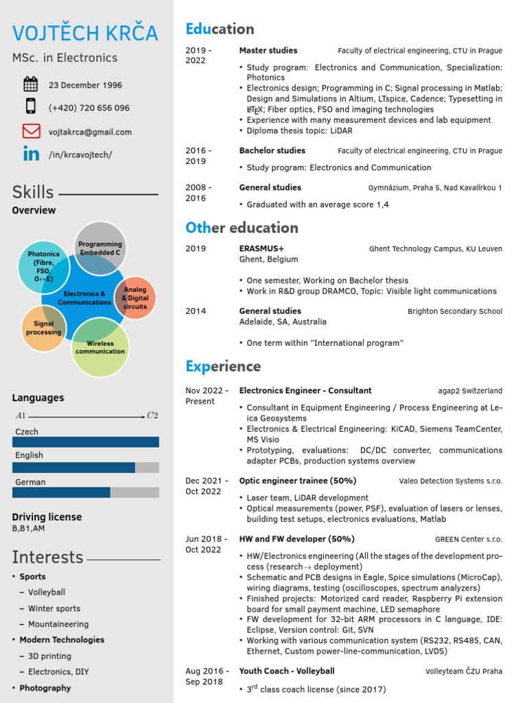 Krca_Vojtech_CV_v2_en | PDF | Electronics | Electrical Engineering