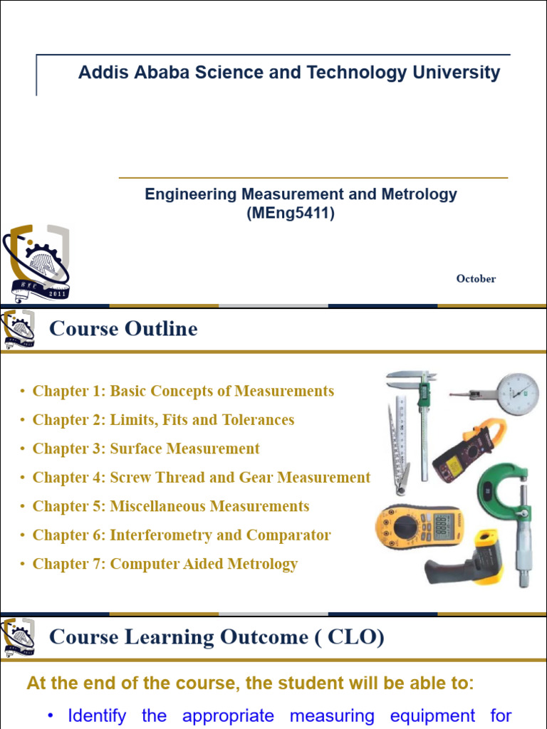 Chapter 1 Engineering Measurement and Metrology | PDF | Observational Error | Measurement