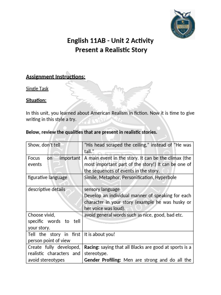 Unit Activity 2 - English 11AB | PDF