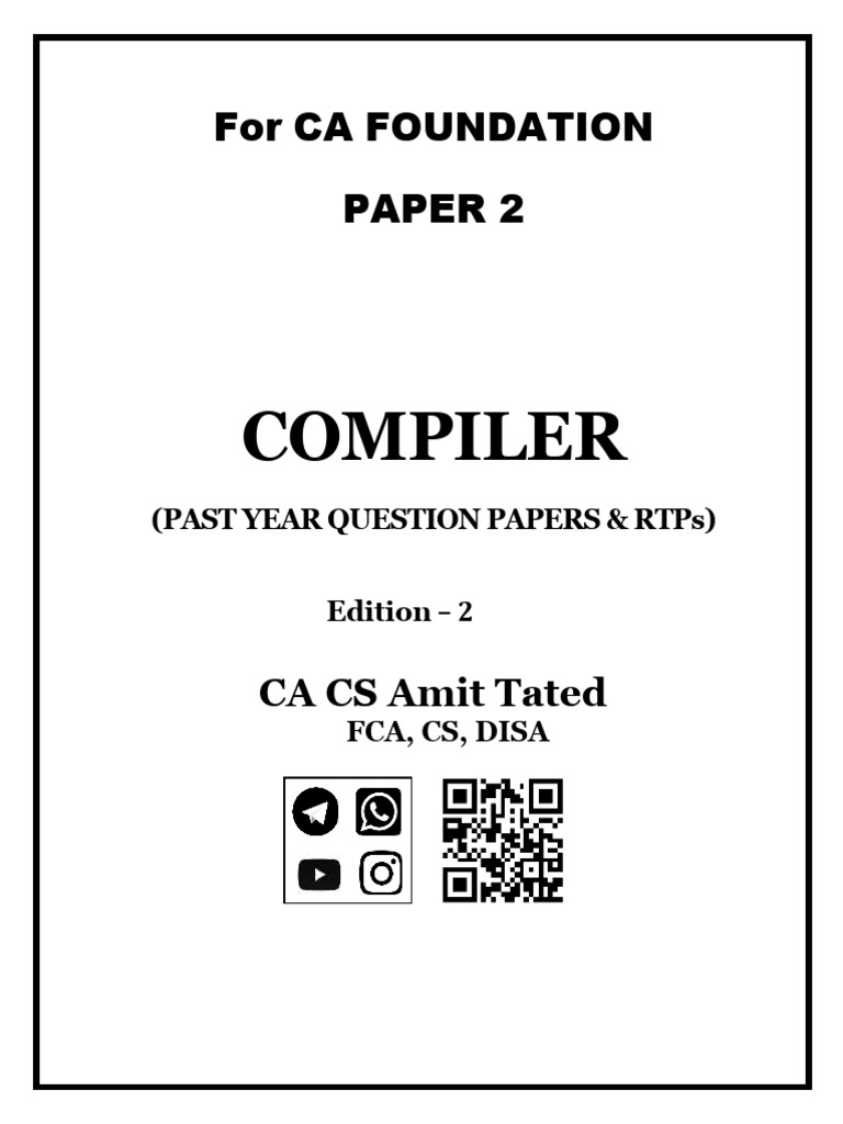 CA Foundation Compiler Past Years Paper, Rtps With Solutions | PDF ...