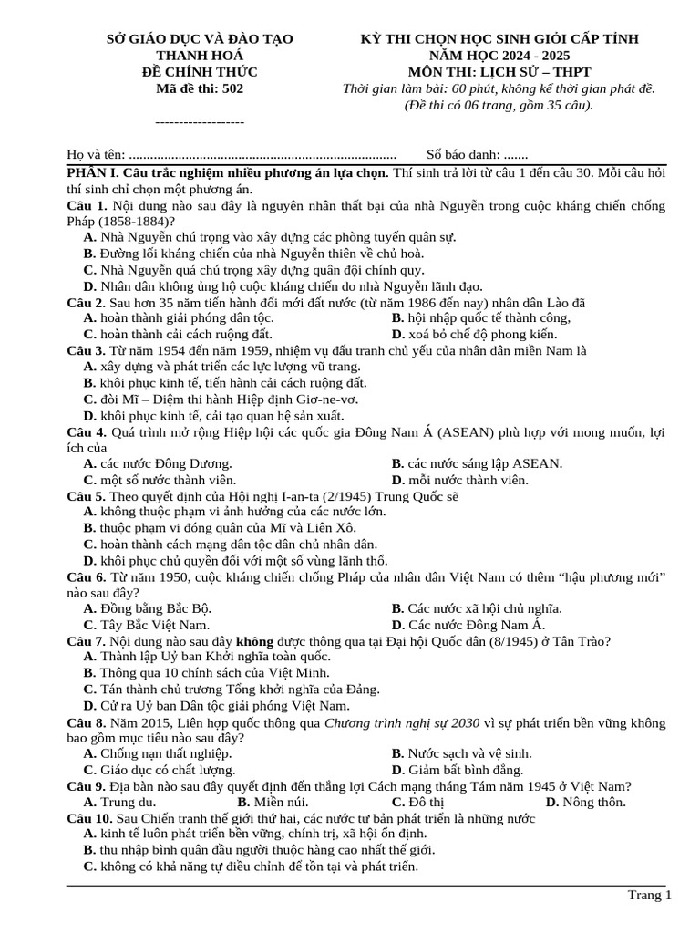 ĐỀ HSG THANH HOÁ | PDF