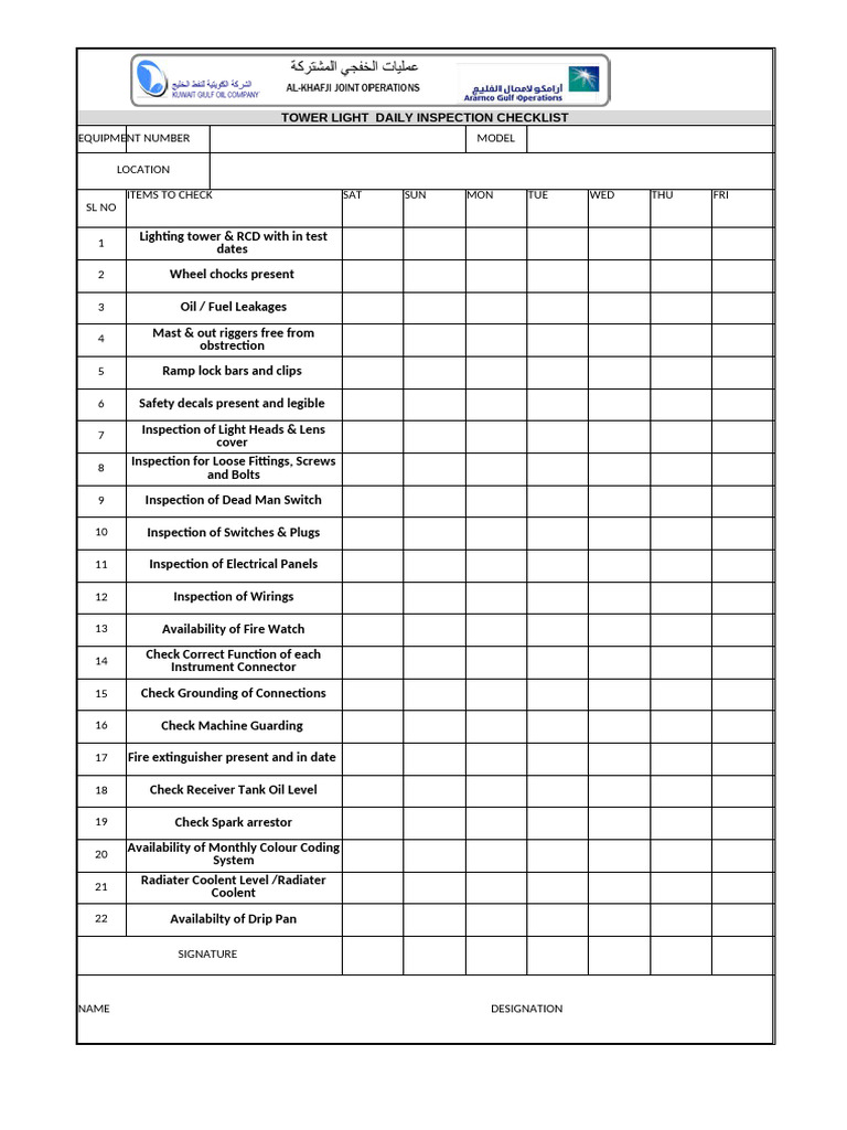 Tower Light Checklist | PDF