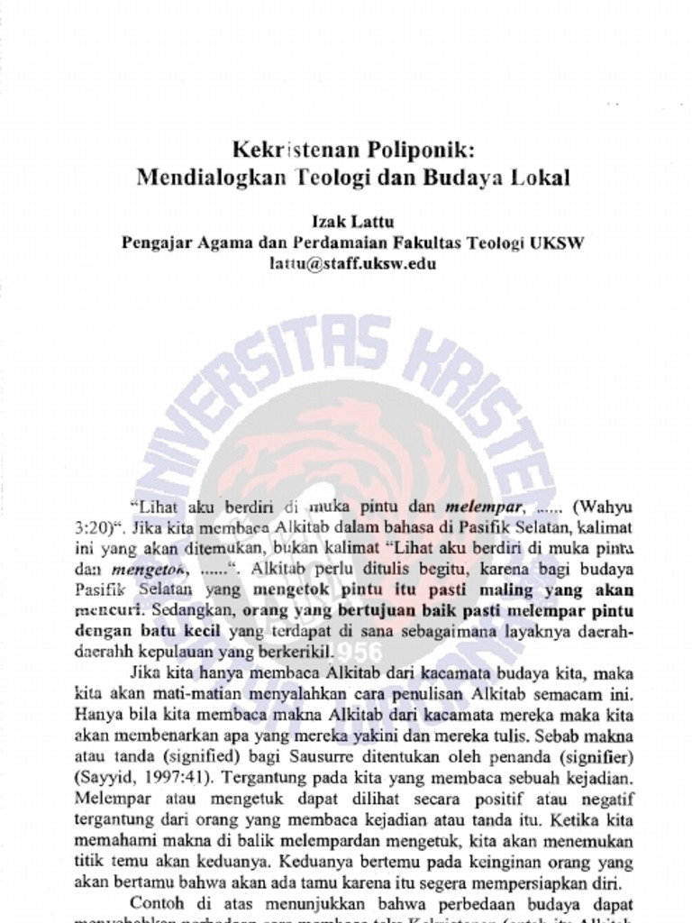 ART Izak Lattu Kekristenan Poliponik Full Text | PDF