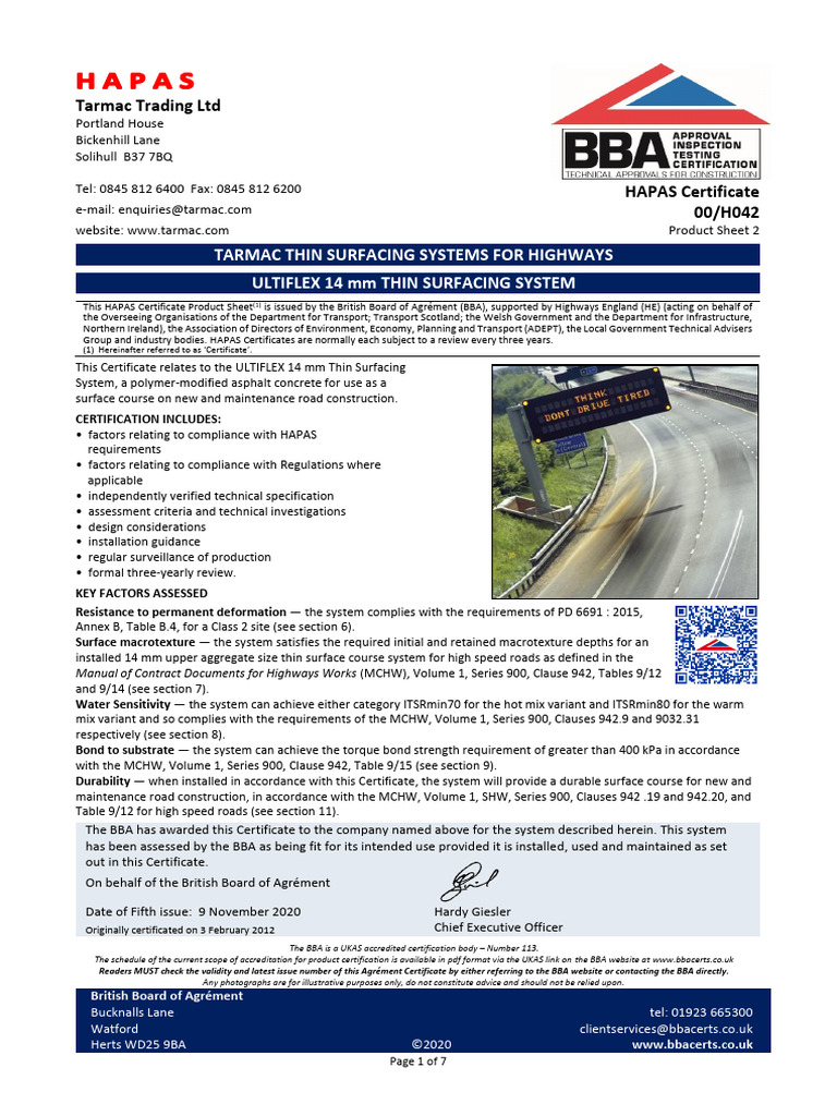 BBA Certificate ULTIFLEX 14MM | PDF | Road | Concrete
