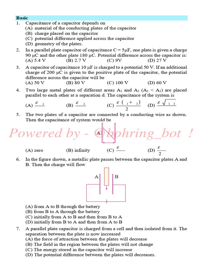 CAPACITORS (QUESTIONS) | PDF | Capacitor | Capacitance
