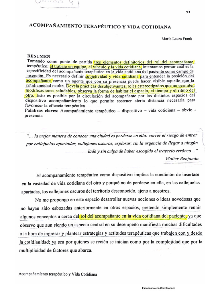 FRANKML - Acompan Amiento Terapeutico y Vida Cotidiana | PDF