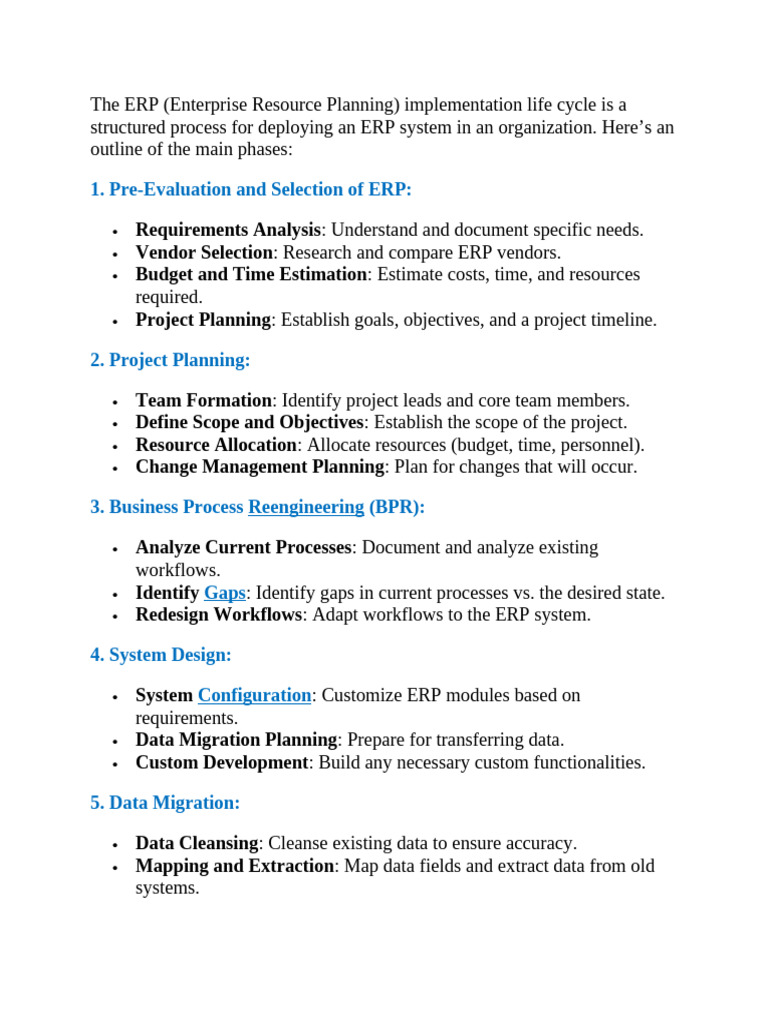 4.ERP Implementation Life Cycle | PDF