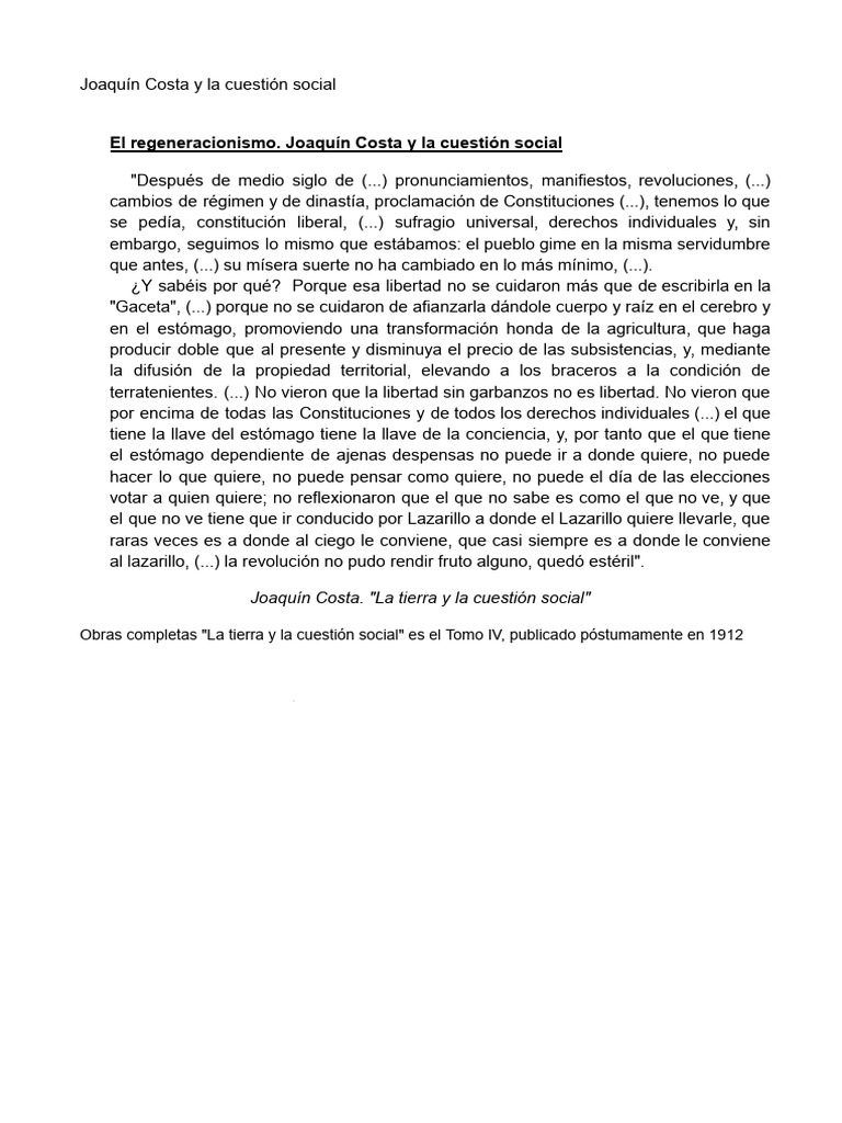 Joaquín Costa Texto | PDF