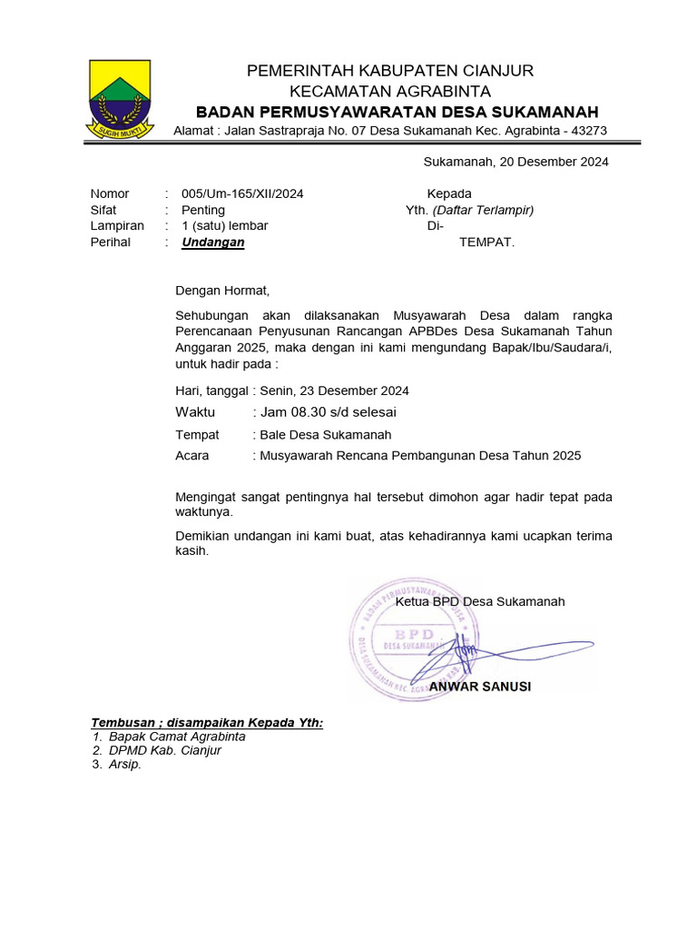 Undangan Musdes 2025 | PDF