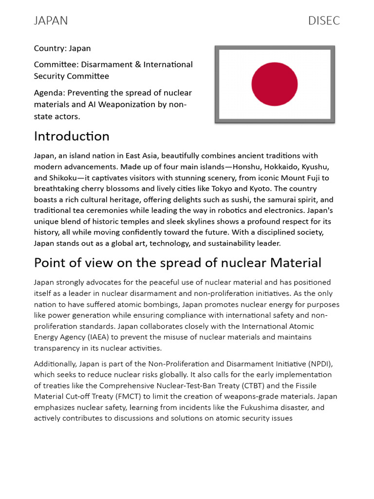 MUN position paper | PDF | Nuclear Proliferation | Artificial Intelligence